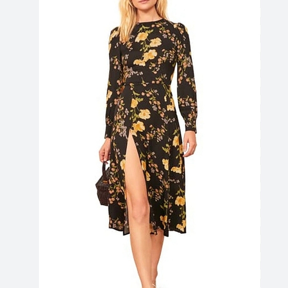 Reformation | Dresses | Reformation Creed Floral Print Crepe Midi Dress ...